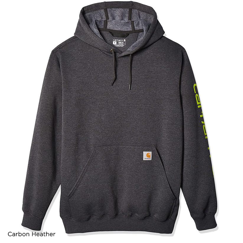 Carhartt Midweight Sleeve Logo Hooded Sweatshirt - Carbon Heather ...